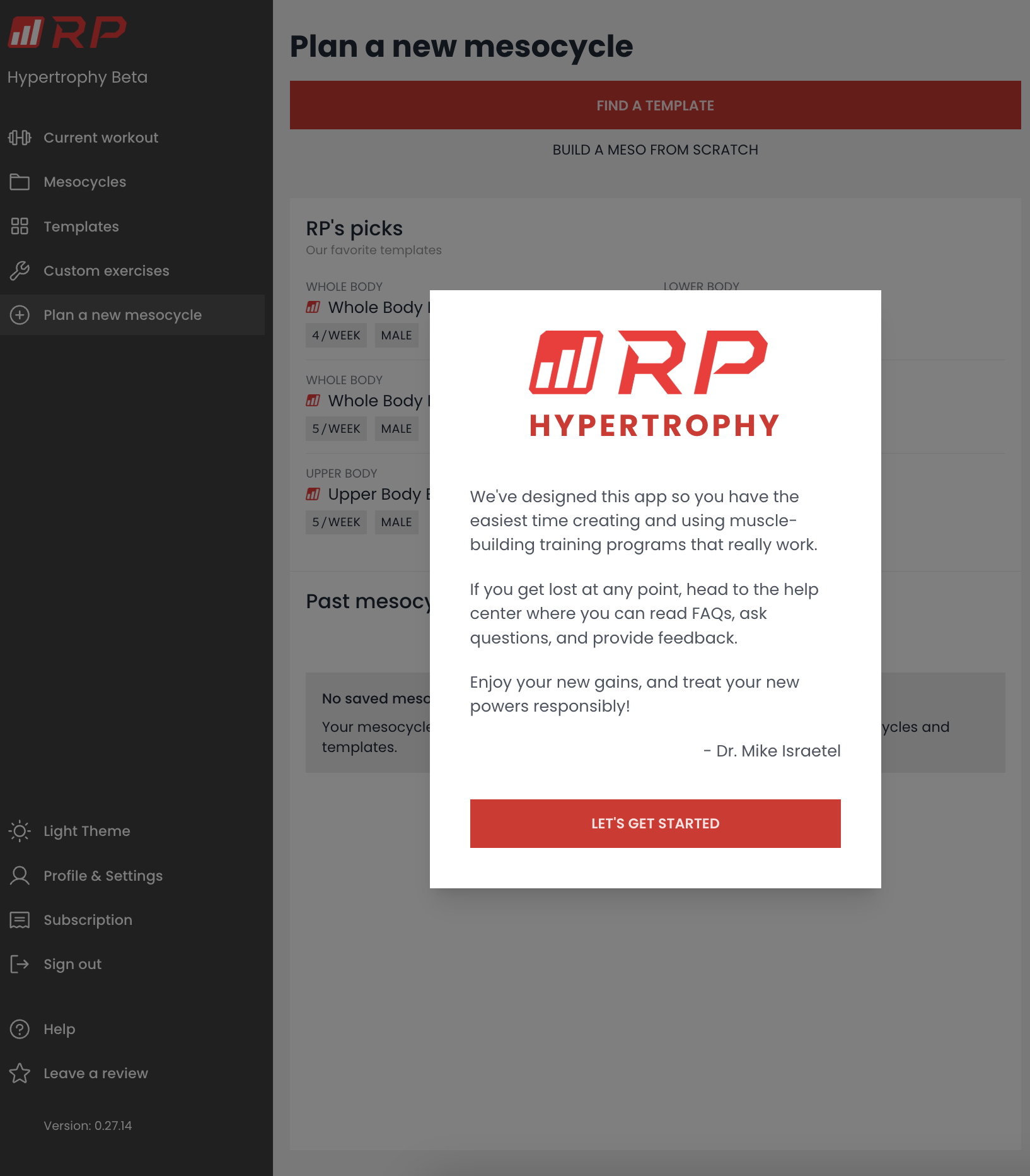 Where to start? – RP Hypertrophy App Help